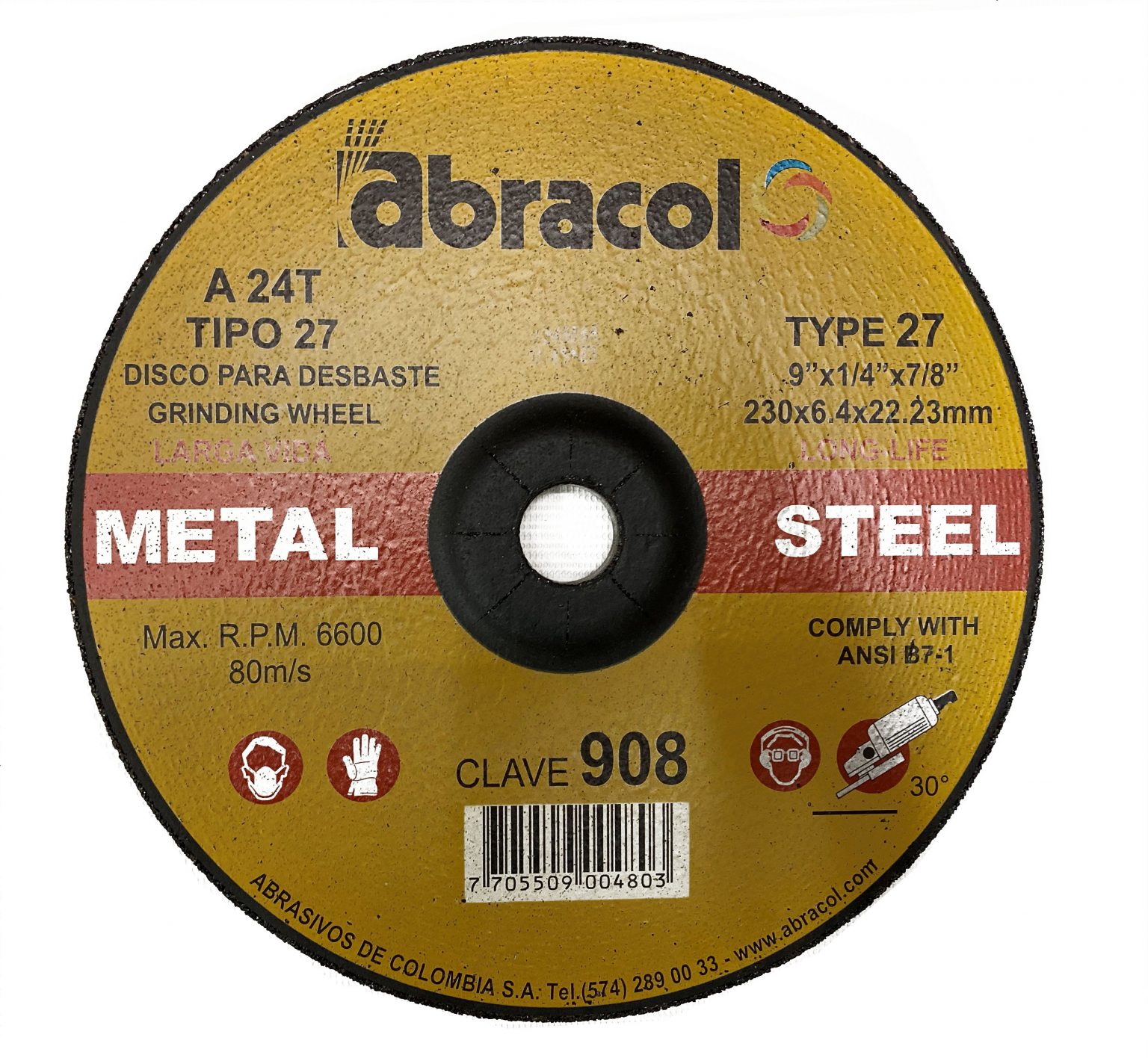 DISCO PARA PULIR 9″X1/4″X7/8″ MARCA ABRACOL