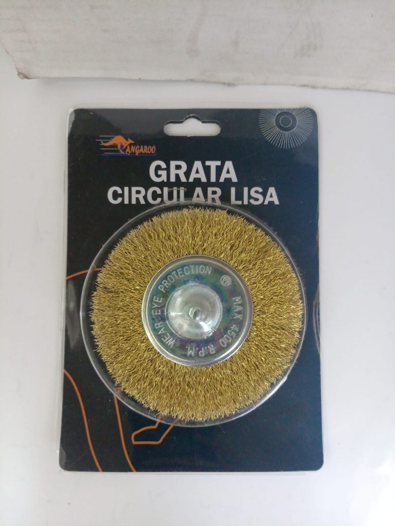 GRATA CIRCULAR LISA 4″X1/4″ C/EJE COBRIZADA MARCA KANGAROO