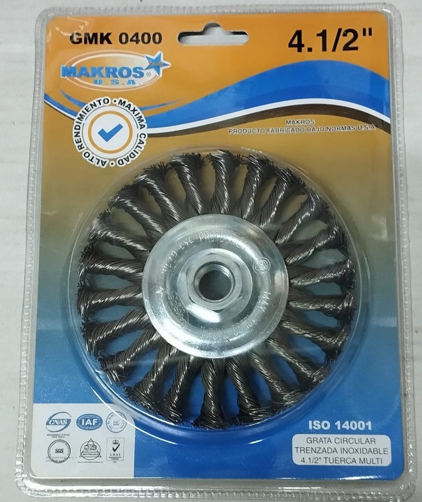GRATA CIRCULAR TRENZADA 4-1/2″ X 3/8″ INOX MULTIROSCA MARCA MAKROS